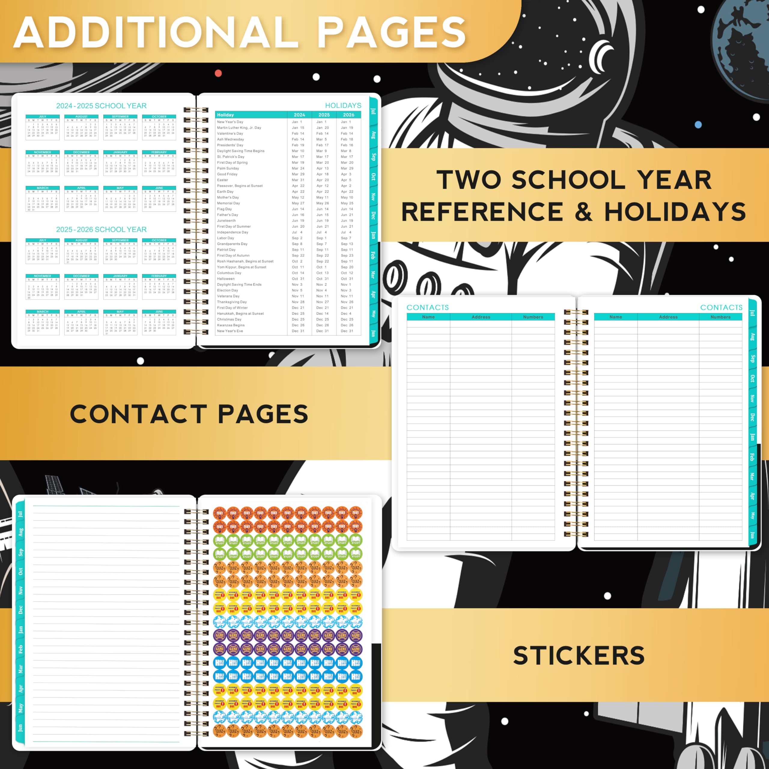 Student Planner 2024-2025 - Student Planner for Academic Year 2024-2025, July 2024 - June 2025, 8.46'' x 6.37'', Weekly & Monthly Pages with Holidays, Tabs, Stickers, Ruler, Pocket