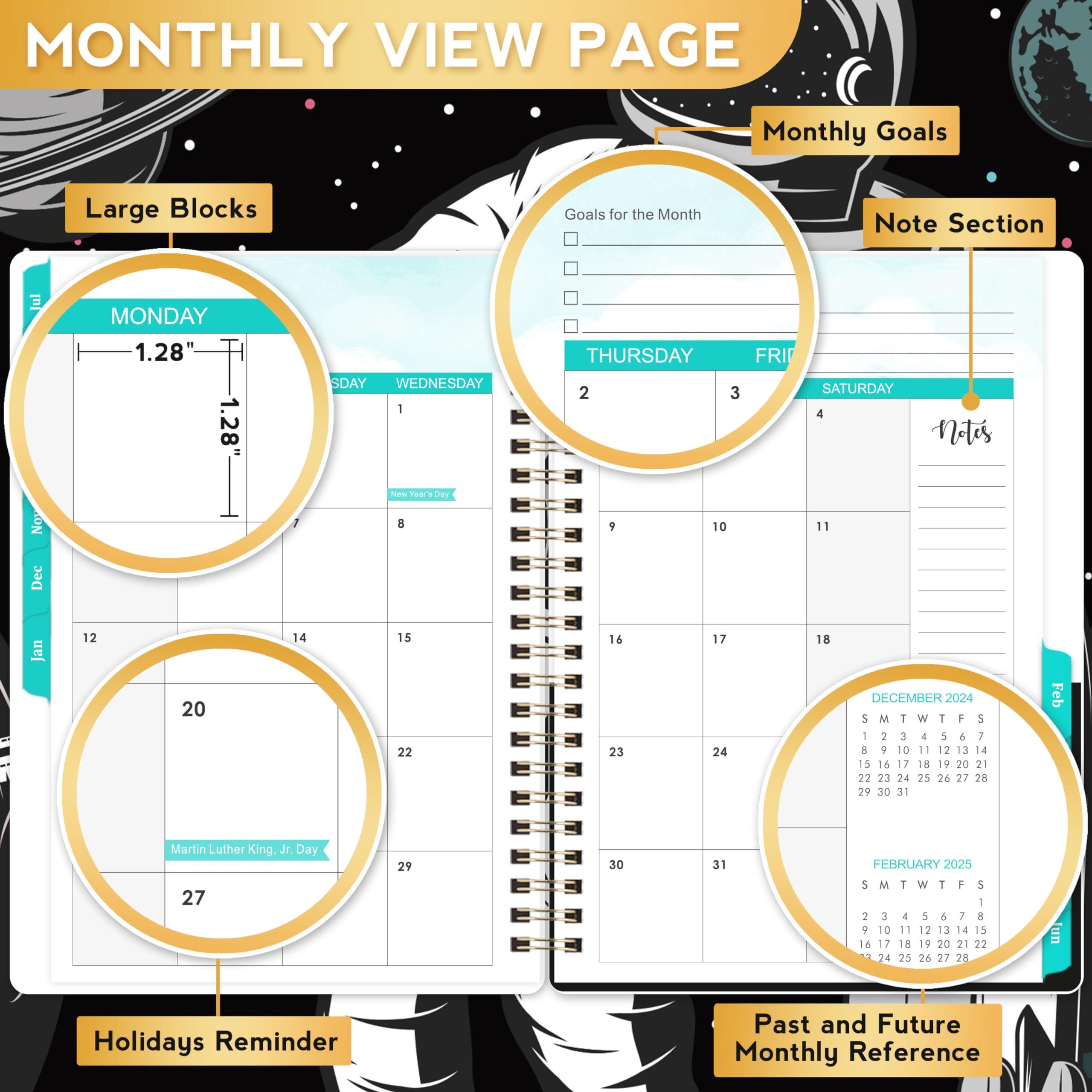 Student Planner 2024-2025 - Student Planner for Academic Year 2024-2025, July 2024 - June 2025, 8.46'' x 6.37'', Weekly & Monthly Pages with Holidays, Tabs, Stickers, Ruler, Pocket