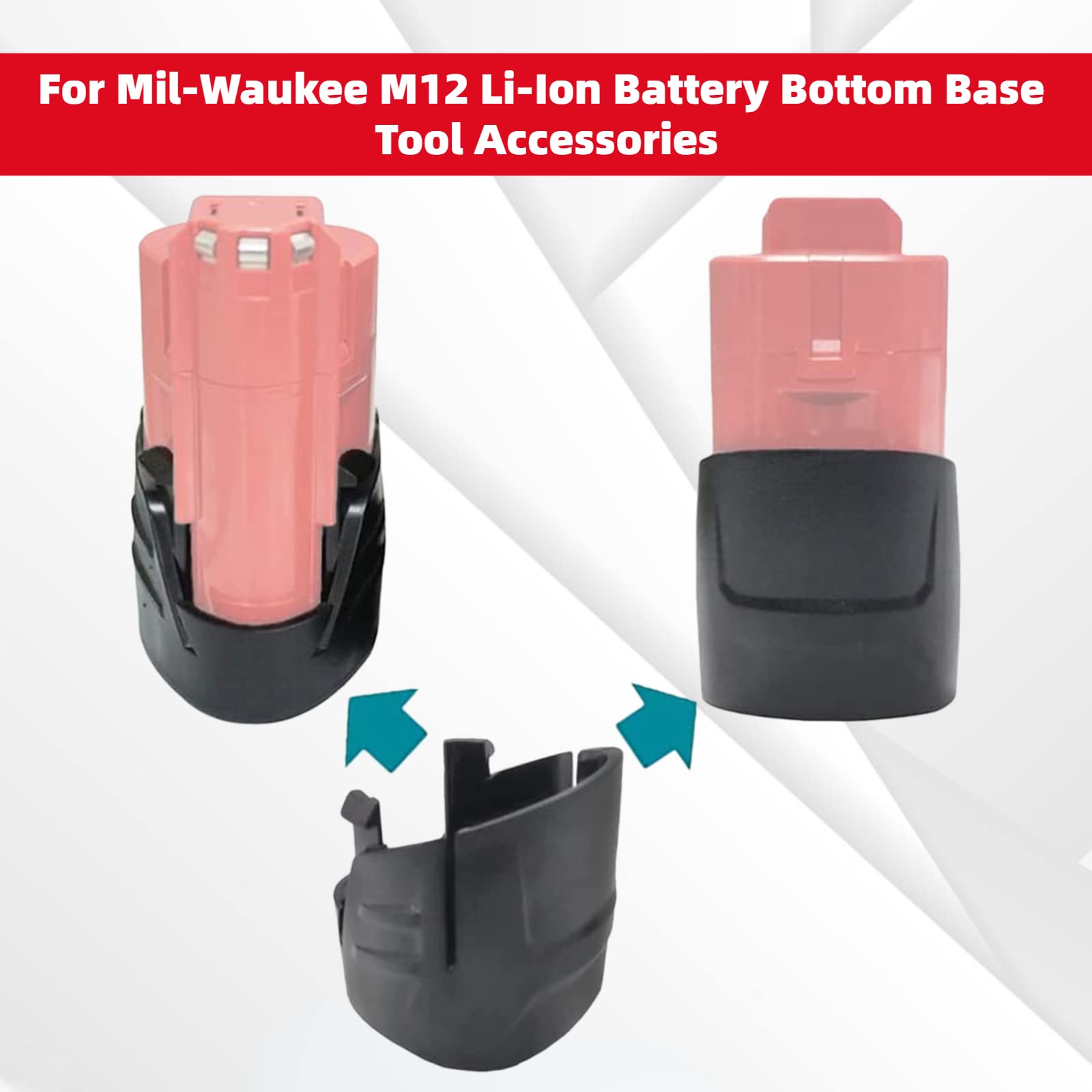 4Pack M12 Battery Plastic Bottom Case, Broken Battery Case Replacement Repair Kit Part, M12 Battery Shell for Milwaukee 48-11-2411 M12 Lithium-ion Battery