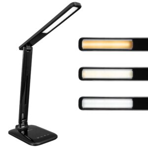 ottlite slimline led desk lamp – touch activated controls, 3 brightness settings, clearsun led, modern design for work, office, or dorm