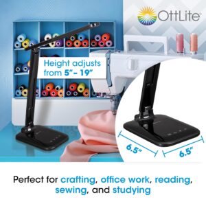 OttLite Slimline LED Desk Lamp – Touch Activated Controls, 3 Brightness Settings, ClearSun LED, Modern Design for Work, Office, or Dorm