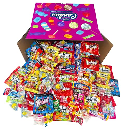 LA Signature HUGE Assorted Candy PARTY MIX BOX 6.50 LBS/104 OZ Over 255 Individually Wrapped Candies of All Time America's Most (Purple)