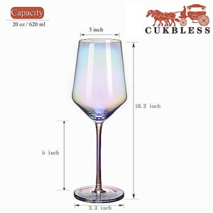 Luxrify Enhance Your Wine Experience Iridescent Wine Glasses - Premium Quality, Unique Design at Rim, Long Stemware, Hand-Blown & Perfect for Wine Lovers, Colored Stemware (Set Of 4)