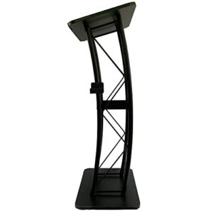 Metal Black Podium Pulpit Lectern for Speeches Churches, Opening Ceremonies, Celebrations 47inch Height Metal Black Podium Curved Podium