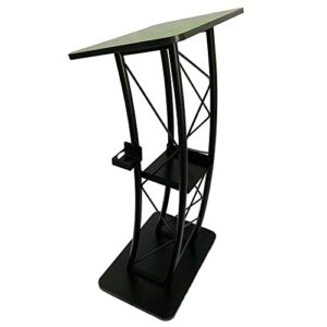 Metal Black Podium Pulpit Lectern for Speeches Churches, Opening Ceremonies, Celebrations 47inch Height Metal Black Podium Curved Podium