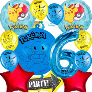 Anagram Pikachu Foil Balloon Bouquet Set | Intended for Pokemon Pokeball Theme | Party Accesory | Multicolor | 6th Birthday (AN-29460,AN-36332)