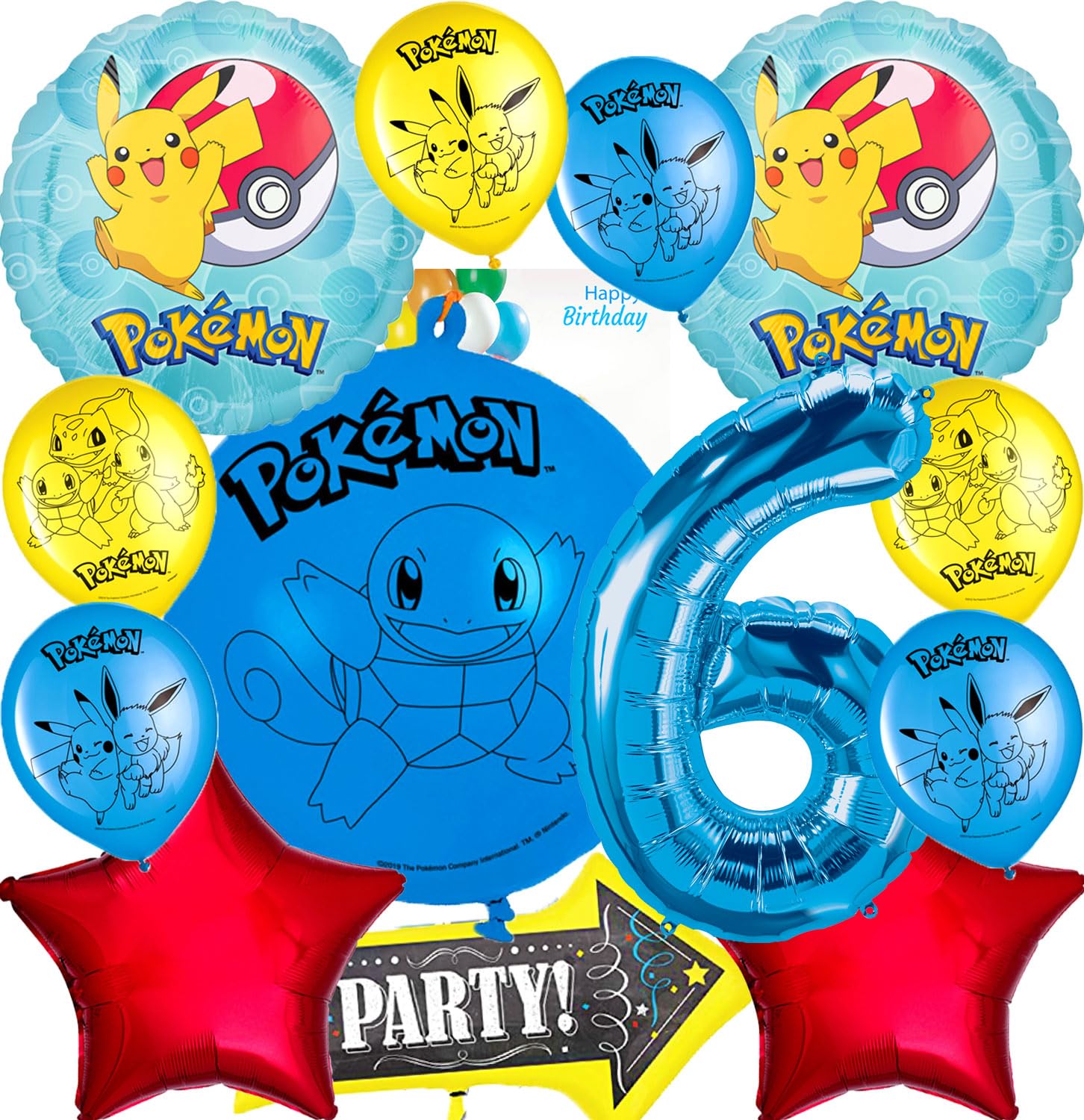 Anagram Pikachu Foil Balloon Bouquet Set | Intended for Pokemon Pokeball Theme | Party Accesory | Multicolor | 6th Birthday (AN-29460,AN-36332)