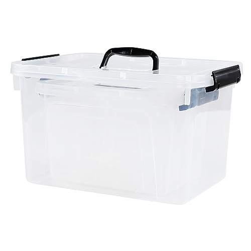 Jandson 2 Pack Latching Storage Box with Handle, Plastic Lidded Storage Bin, F