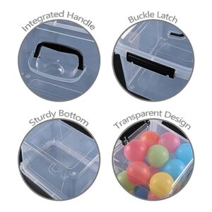 Jandson 2 Pack Latching Storage Box with Handle, Plastic Lidded Storage Bin, F