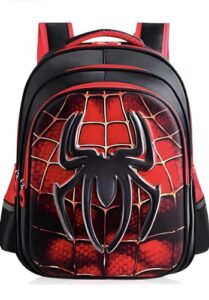 efbjixy kids backpack spider bookbags boys schoolbag with lightweight water resistant (red black)