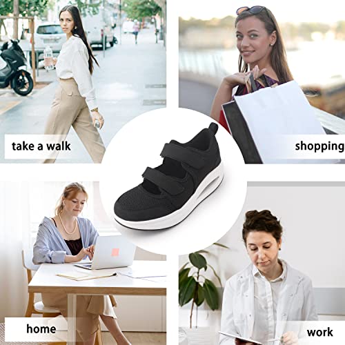 Women's Comfortable Working Nurse Shoes Non-Slip Adjustable Breathable Walking Buffer Fitness Casual Nursing Orthotic Lightweight BLK US/10