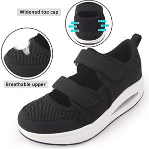 Women's Comfortable Working Nurse Shoes Non-Slip Adjustable Breathable Walking Buffer Fitness Casual Nursing Orthotic Lightweight BLK US/10