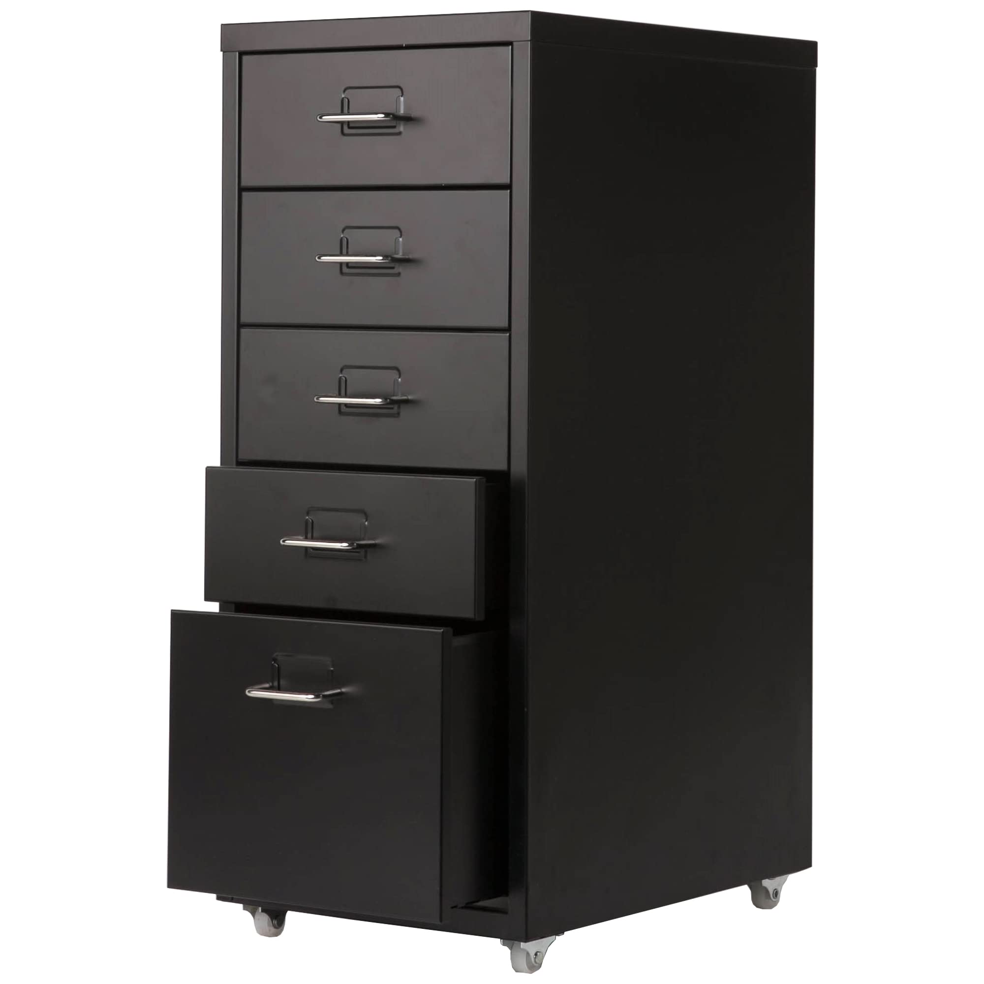 MIOCASA 5 Drawer Metal File Cabinet Mobile Underdesk Chest for Home Office (Black)