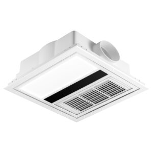 flyingfox bathroom exhaust fan with heater and ventilation circulation led lamp combo, bathroom fan 2300 watt heater, 160 cfm，white