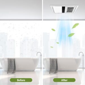 FLYINGFOX Bathroom Exhaust Fan with Heater and Ventilation Circulation LED Lamp Combo, Bathroom Fan 2300 Watt Heater, 160 CFM，White