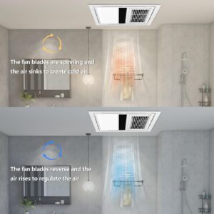 FLYINGFOX Bathroom Exhaust Fan with Heater and Ventilation Circulation LED Lamp Combo, Bathroom Fan 2300 Watt Heater, 160 CFM，White