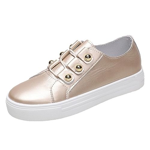 Sneakers for Women Walking Shoes Arch Support Women's Fashion Canvas Shoes Round Toe Lightweight Non-Slip Flat Shoes Classic Casual Fall Soft Comfort Breathable Low Top Walking Sneakers Loafers Gold