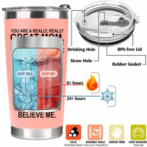 Mothers Day Gifts for Mom from Daughter, Son, Kids - Great Presents Mom Birthday Gifts for New Mom - Tumbler 20oz, Pink