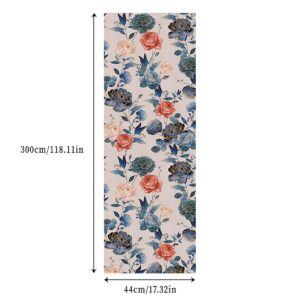 Self Adhesive Blue Floral Drawer Liner Contact Paper Peel and Stick Rose Floral Wallpaper for Girls Shelves Cabinets Dresser Table Furniture Walls Decal 17.7X117 Inches