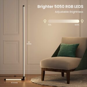 SUGUNING Corner Lamp, Light, Led Floor RGB Light Bar with Remote and App, Modern Minimalist Lit Lamp for Bedroom Living Room, Multi Lighting Modes