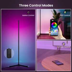 SUGUNING Corner Lamp, Light, Led Floor RGB Light Bar with Remote and App, Modern Minimalist Lit Lamp for Bedroom Living Room, Multi Lighting Modes