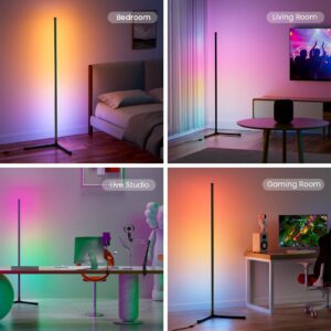 SUGUNING Corner Lamp, Light, Led Floor RGB Light Bar with Remote and App, Modern Minimalist Lit Lamp for Bedroom Living Room, Multi Lighting Modes