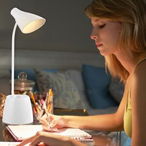 UOIXPUHUO LED Desk Lamp Desk Light for Home Office, Eye-Caring Small Desk Lamp with USB Charging Port for Kids, Reading Lamp for Desk with 3 Lighting Modes for College Dorm Room