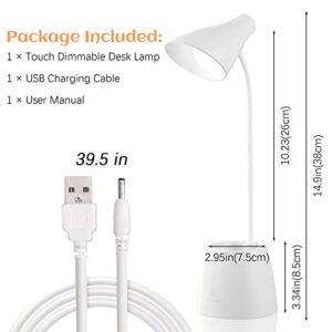 UOIXPUHUO LED Desk Lamp Desk Light for Home Office, Eye-Caring Small Desk Lamp with USB Charging Port for Kids, Reading Lamp for Desk with 3 Lighting Modes for College Dorm Room