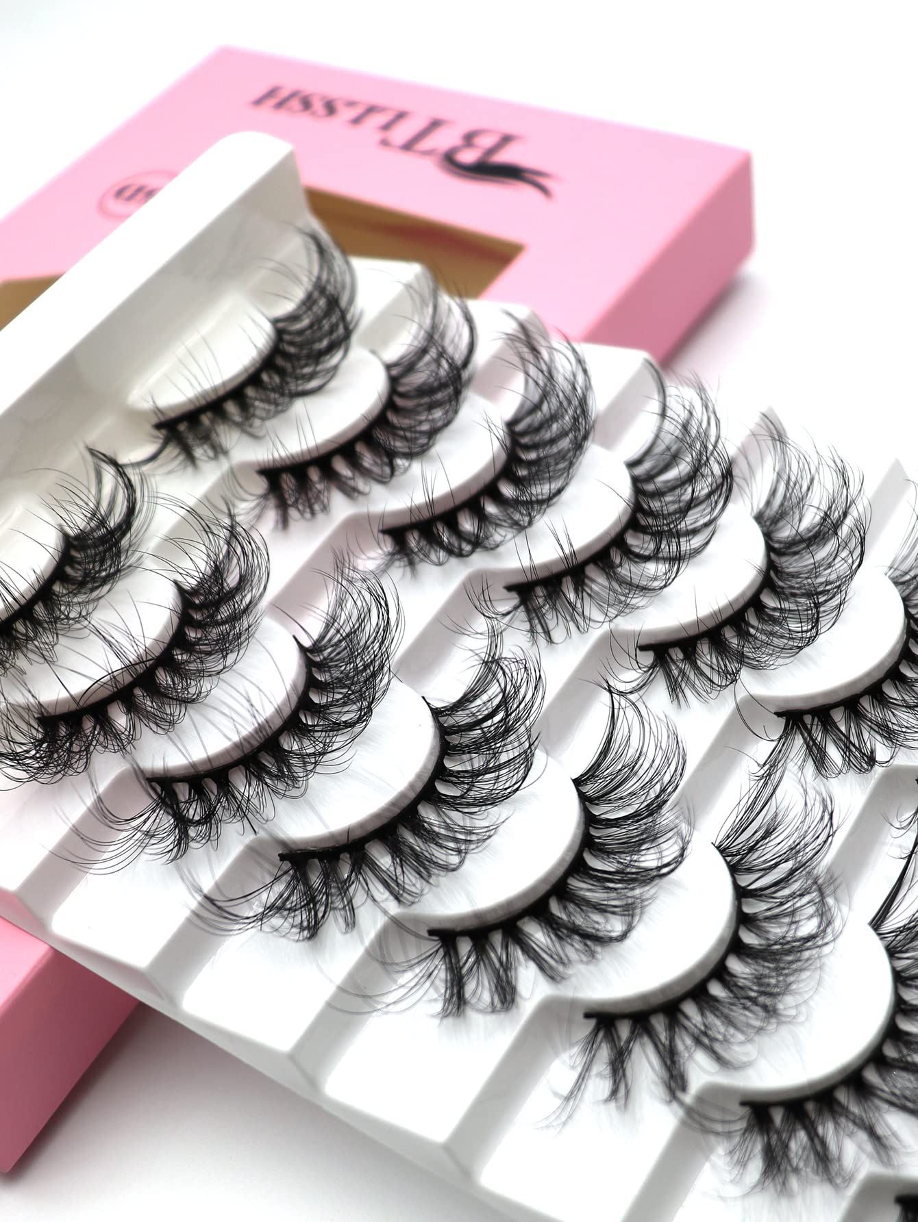 3D False Eyelashes book 8pair Cross Fluffy Natural Look Soft Reusable (3D689)