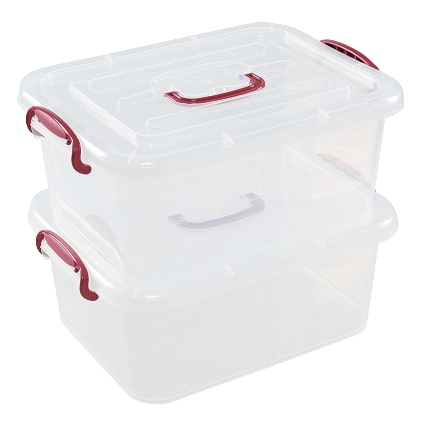 Bblina 2 Packs 8 Liters Clear Storage Boxes, Plastic Latching Container Tote with Lids