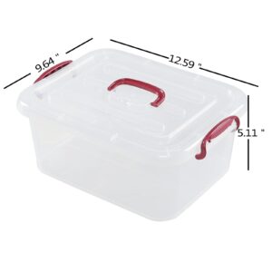 Bblina 2 Packs 8 Liters Clear Storage Boxes, Plastic Latching Container Tote with Lids