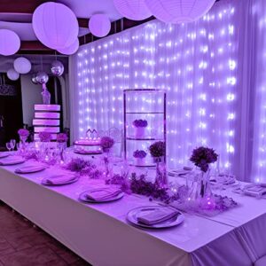 Lavender Sheer Backdrop Curtain with Led Lights for Baby Shower Wedding10ft X 10ft Lavender Tulle Backdrop Curtain for Bridal Shower Birthday Party Photoshoot Background Decorations