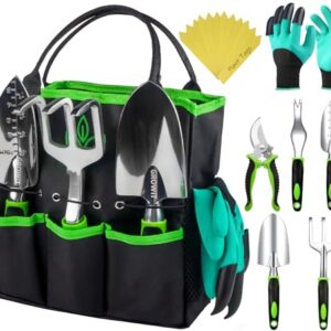 Heavy Duty Garden Tools 10 Pieces Set - Rust Proof, Durable Gardening Supplies Gifts for Women Men Mom or Dad - Ergonomic Gardening Hand Tools - Garden Gifts for Mom and Dad