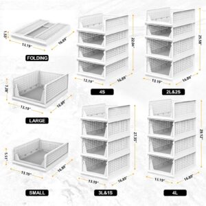 UAK 4 Pack Stackable Plastic Storage Basket for Closet Wardrobe Organizer and Storage Bin Sweater Drawer Shelf Storage Container for Cupboard Kitchen Bathroom Office Bedroom (4L)