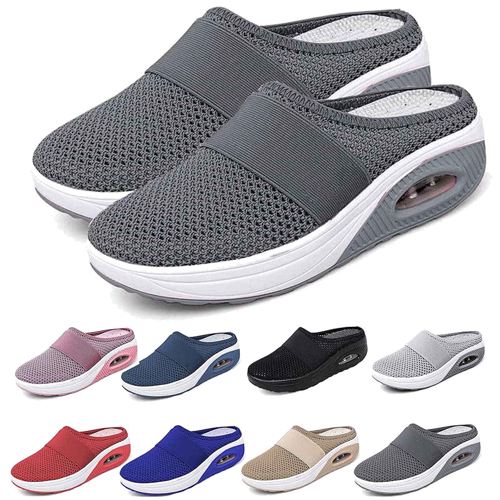 chouqin Sevensmz Shoes, Womens Slip on Walking Shoes Anti Slip Air Cushion, Air Cushion Platform Mesh Sneaker Sandals