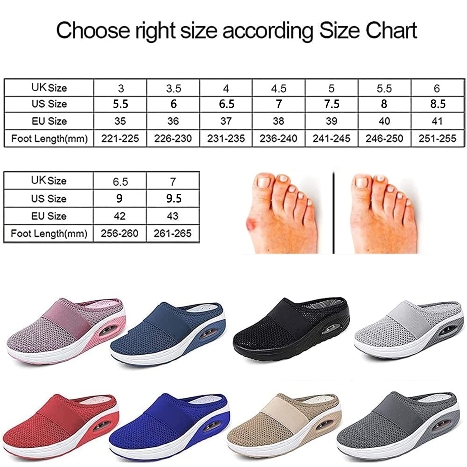 chouqin Sevensmz Shoes, Womens Slip on Walking Shoes Anti Slip Air Cushion, Air Cushion Platform Mesh Sneaker Sandals