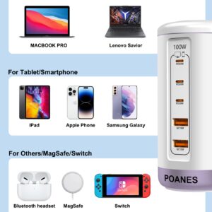 USB Charging Tower 100W, 5 Ports USB C Charger PD Port Fast Charging Station for Multiple Devices MacBook, Lenovo Laptop, iPhone 14/13/12 Pro Max, Samsung Galaxy, iPad, Nintendo Switch