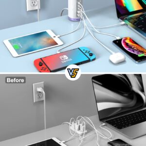 USB Charging Tower 100W, 5 Ports USB C Charger PD Port Fast Charging Station for Multiple Devices MacBook, Lenovo Laptop, iPhone 14/13/12 Pro Max, Samsung Galaxy, iPad, Nintendo Switch