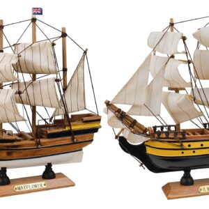 SAILINGSTORY Wooden Model Ships Sailing Ship Model Sailboat Decor Mayflower, Victory 9.5" Set of 2 Pack