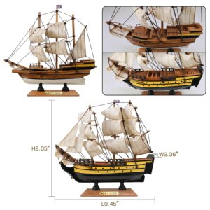 SAILINGSTORY Wooden Model Ships Sailing Ship Model Sailboat Decor Mayflower, Victory 9.5" Set of 2 Pack