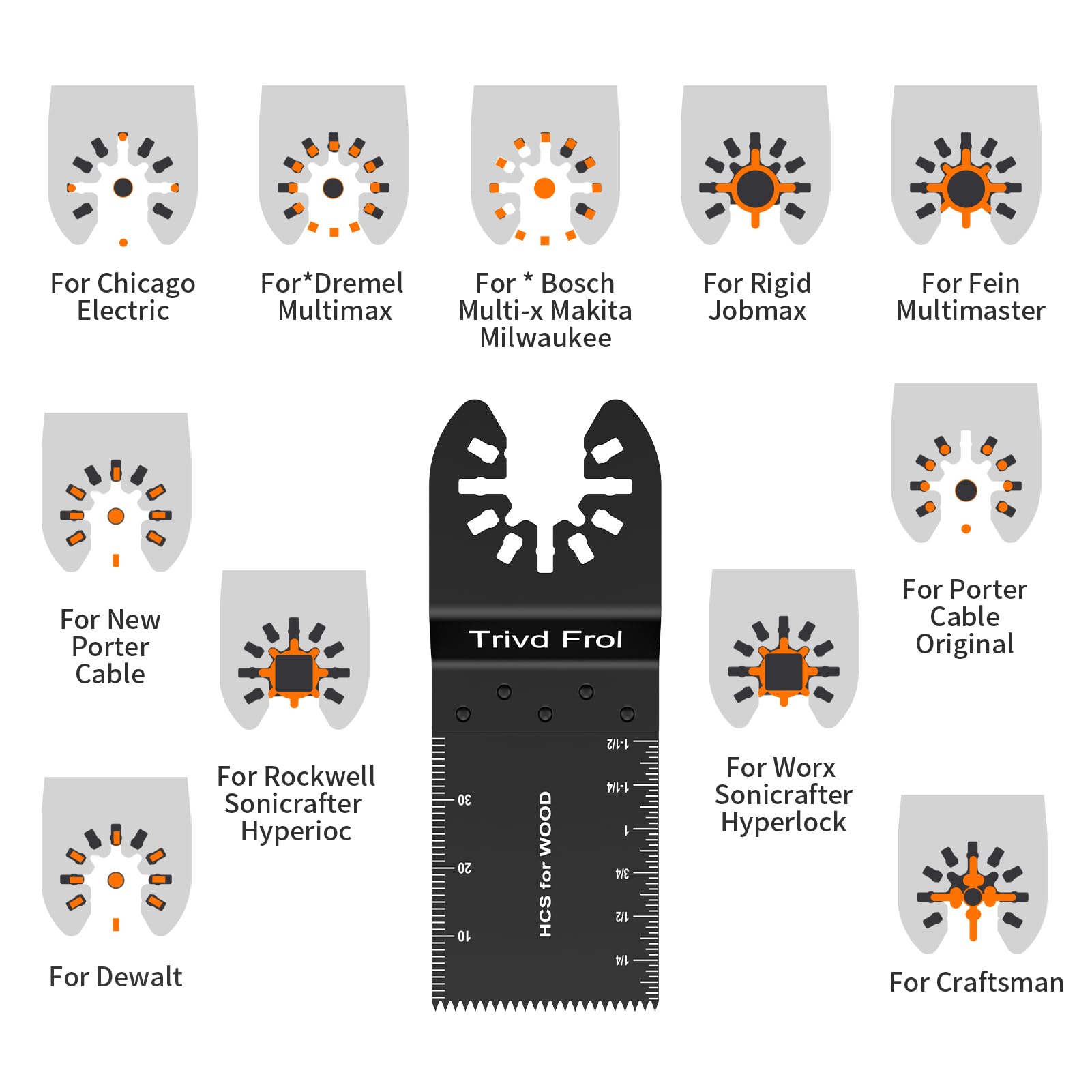 Trivd Frol 45PCS Oscillating Saw Blades, Premium Multitool Blades Kits for Wood Metal Plastics, Oscillating Tool Blades Fit Dewalt Worx Rockwell Milwaukee Makita Ryobi Bosch Fein Porter Genesis Black