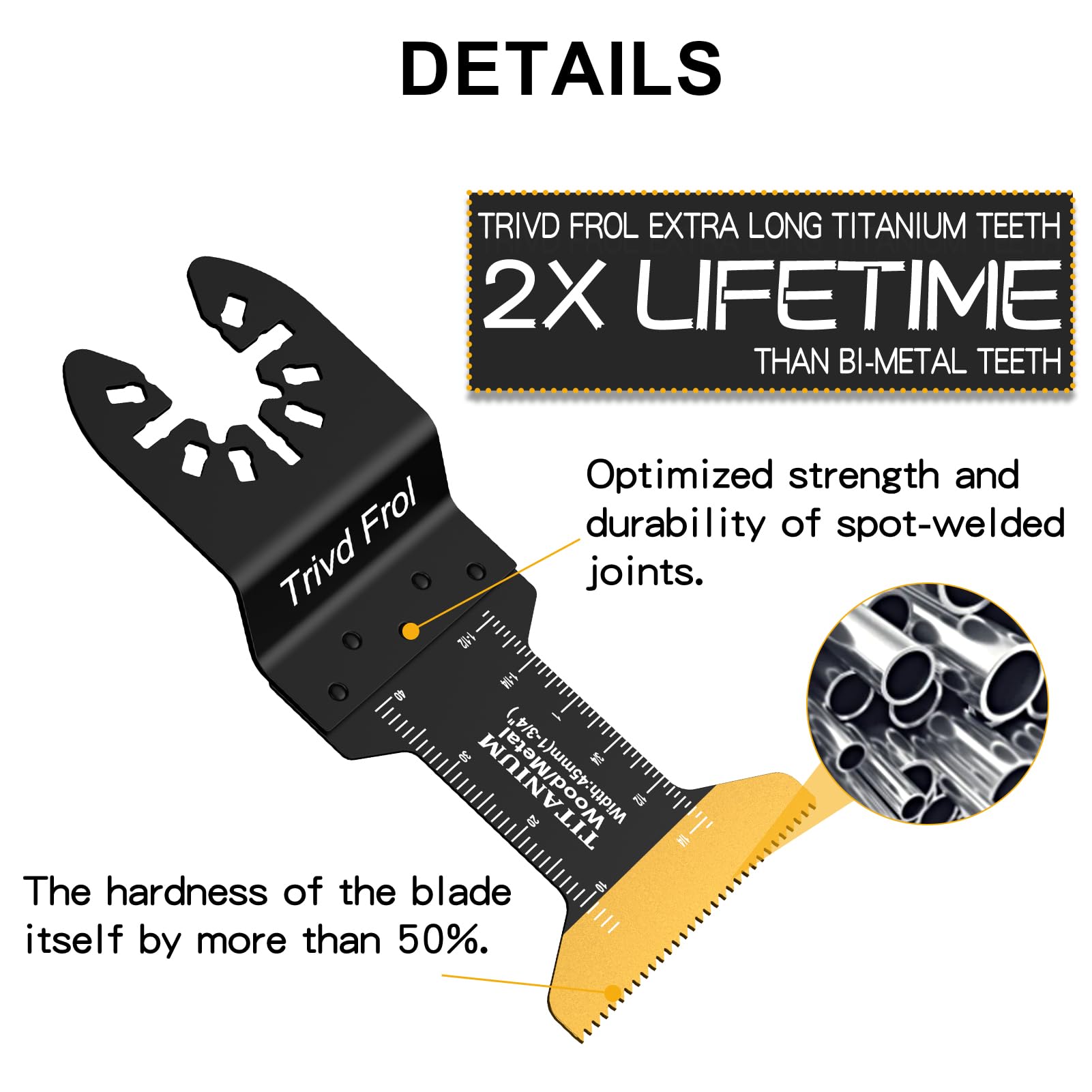 Trivd Frol 45PCS Oscillating Saw Blades, Premium Multitool Blades Kits for Wood Metal Plastics, Oscillating Tool Blades Fit Dewalt Worx Rockwell Milwaukee Makita Ryobi Bosch Fein Porter Genesis Black