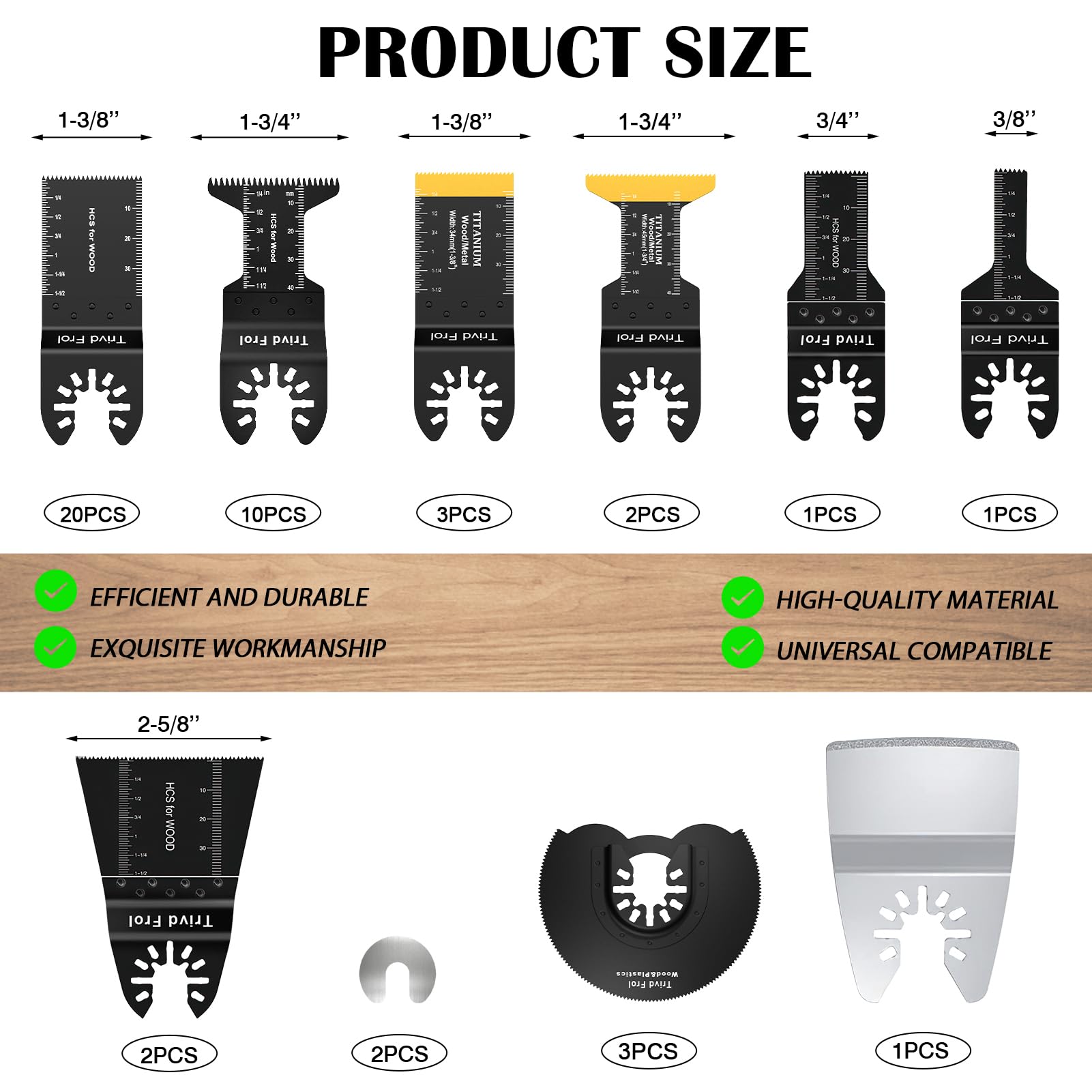 Trivd Frol 45PCS Oscillating Saw Blades, Premium Multitool Blades Kits for Wood Metal Plastics, Oscillating Tool Blades Fit Dewalt Worx Rockwell Milwaukee Makita Ryobi Bosch Fein Porter Genesis Black