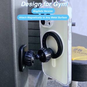 ARMOLABX Gym Magnetic Phone Holder Mount for MagSafe, Dual Magnetic Phone Holder for Gym Attach to Metal Surface, Gym Phone Holder Compatible with iPhone 15 14 13 12 Pro Plus Max MagSafe Case