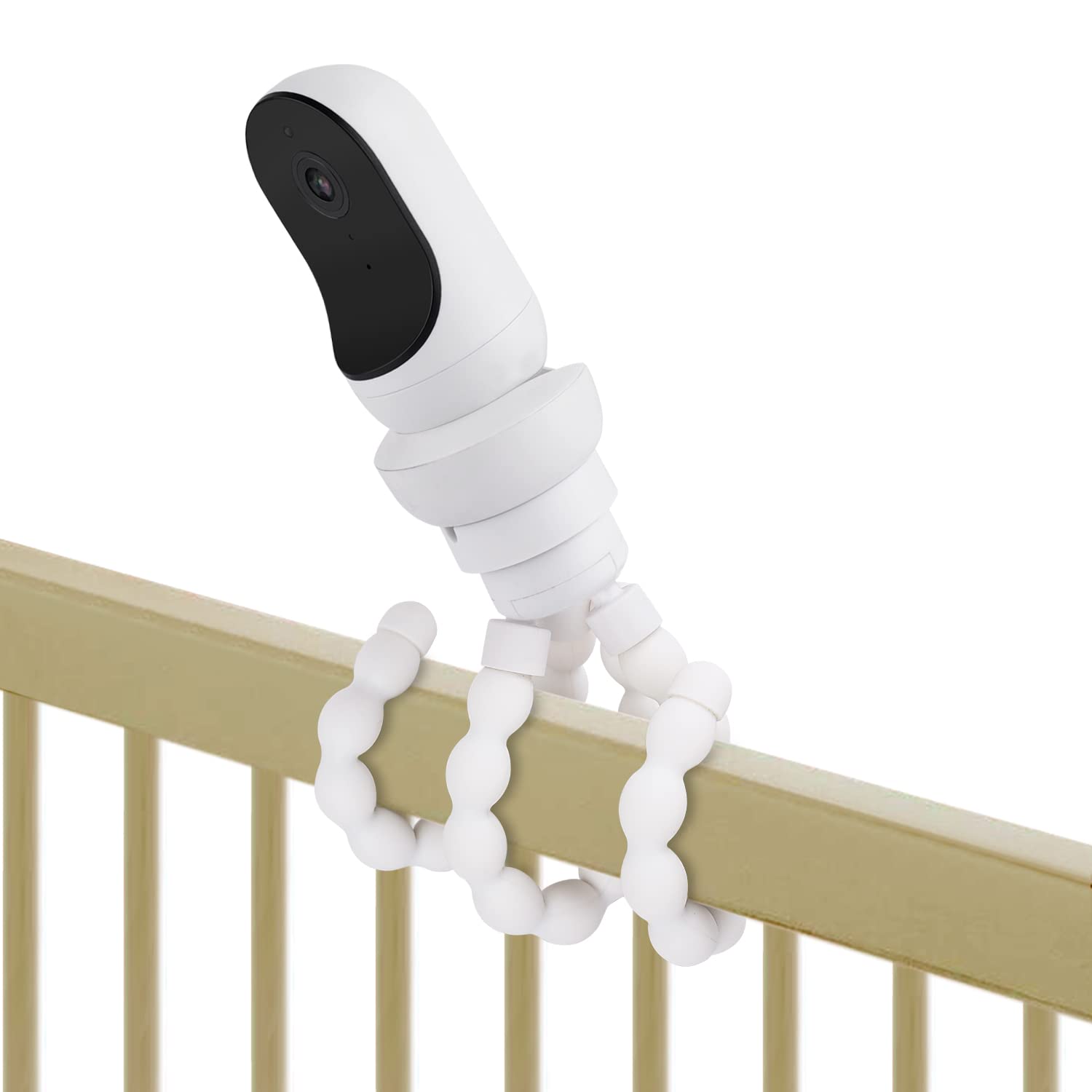 wochel Flexible Tripod Baby Monitor Mount for Owlet Cam and Owlet Cam 2, Attach Your Baby Camera Wherever You Like Without Tools or Wall Damage - White