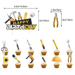 Tools Party Decorations Tools Birthday Party Supplies Includes Toolbox Happy Birthday Banner, Cake Topper, Cupcake Topper, Balloons for Tools Themed Party