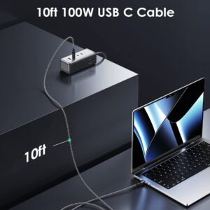 120W USB C Charging Station with 2AC Outlets, oraimo GaN Charger, PPS, Fast Charger, USB C Wall Charger for MacBook, iPhone, Ipad, Samsung (100W USB C Cable Included)