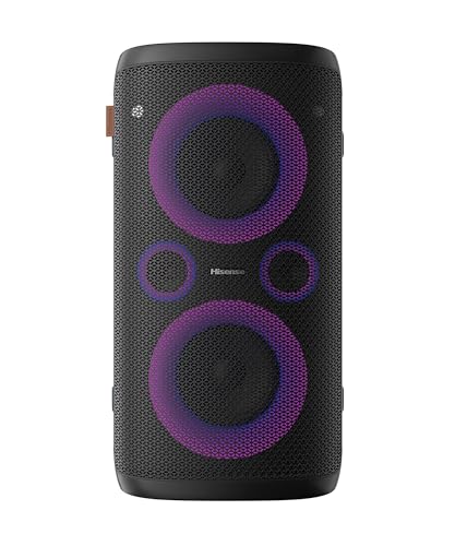 Hisense Ultimate Wireless Outdoor/Indoor Party Speaker with subwoofer, 2.0CH, 300W, IPX4 Waterproof,15 Hour Long-Lasting Battery, Bluetooth5.0, DJ and Karaoke Mode (HP100)