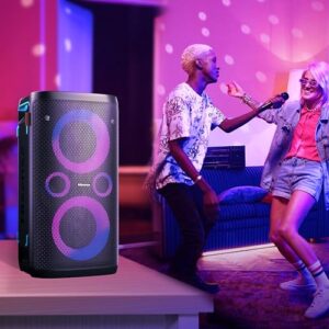 Hisense Ultimate Wireless Outdoor/Indoor Party Speaker with subwoofer, 2.0CH, 300W, IPX4 Waterproof,15 Hour Long-Lasting Battery, Bluetooth5.0, DJ and Karaoke Mode (HP100)