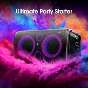 Hisense Ultimate Wireless Outdoor/Indoor Party Speaker with subwoofer, 2.0CH, 300W, IPX4 Waterproof,15 Hour Long-Lasting Battery, Bluetooth5.0, DJ and Karaoke Mode (HP100)